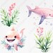 Pink Under the Sea Watercolour Clipart, 20 Transparent PNG 300 Dpi ...