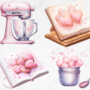 Cute Pink Baking Watercolour Clipart, 25 Transparent PNG 300 Dpi ...