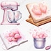 Cute Pink Baking Watercolour Clipart, 25 Transparent PNG 300 Dpi ...