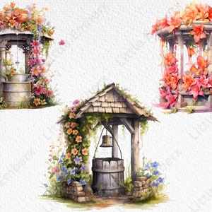 Wishing Well Watercolour Clipart Bundle, 18 Transparent PNG Images 300 ...