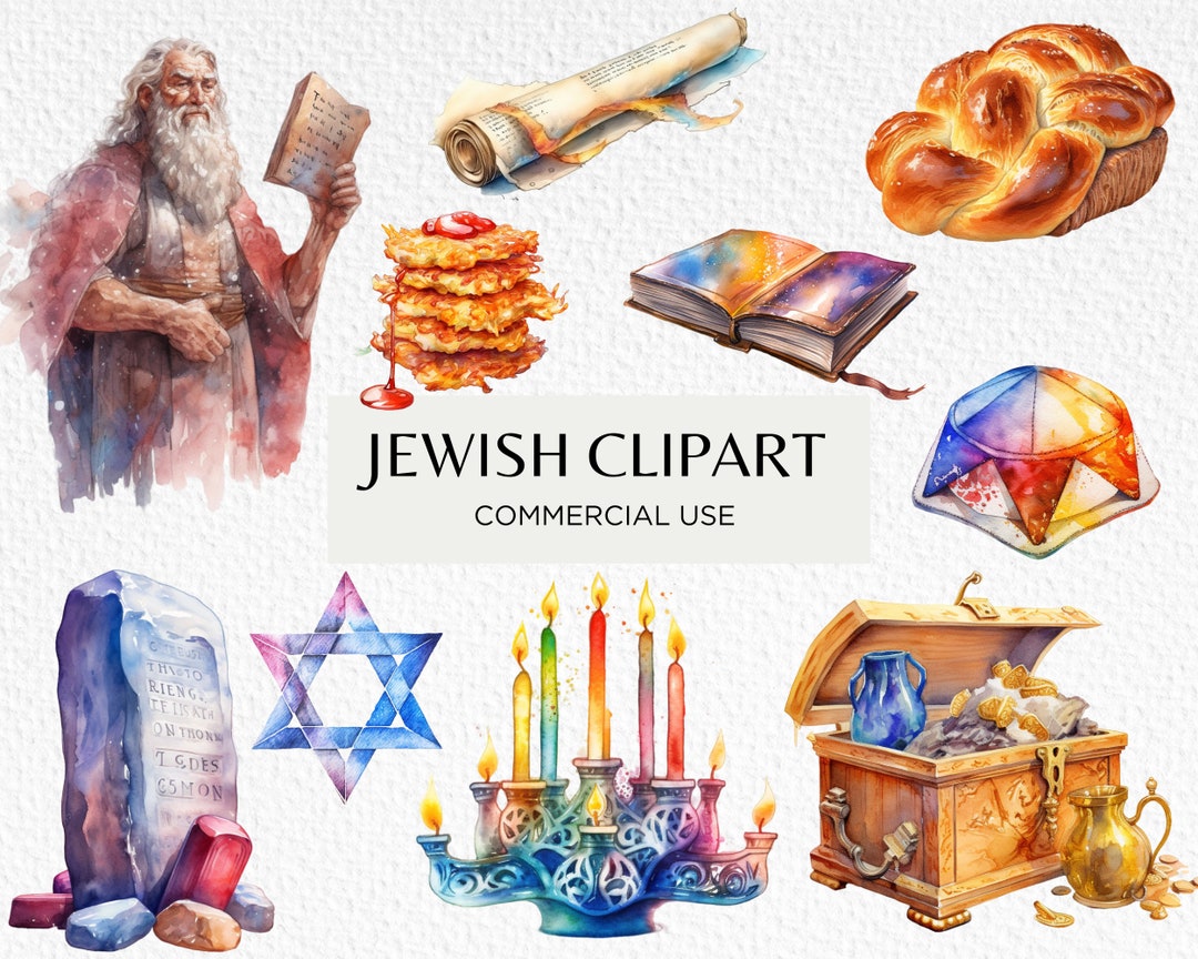 Watercolour Jewish Themed Clipart, 20 Transparent Isolated PNG 300 Dpi ...