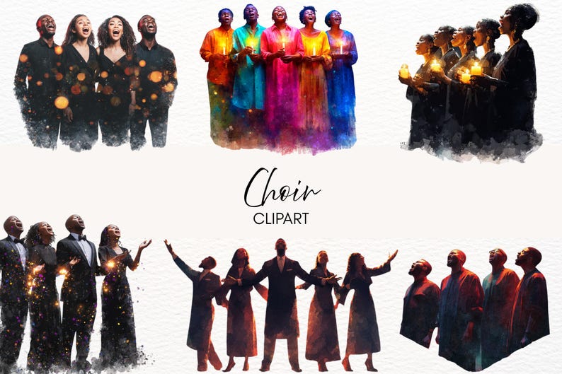 Gospel Choir Clipart, Watercolour Religious Graphics, Church Singers ...