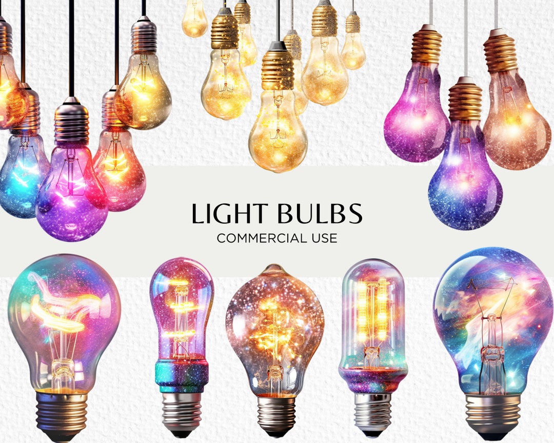 Light Bulbs Watercolour Clipart Bundle, 20 Transparent Isolated PNG 300 ...