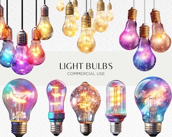 Light Bulb Clipart Colored Light Bulbs Clip Art Edison - Etsy