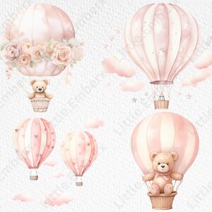 Cute Pink Hot Air Balloons Watercolour Clipart, 20 Transparent PNG 300 ...