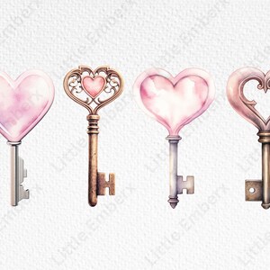 Keys Watercolour Clipart, 10 Transparent PNG 300 Dpi, Romantic Love ...