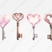 Keys Watercolour Clipart, 10 Transparent PNG 300 Dpi, Romantic Love ...