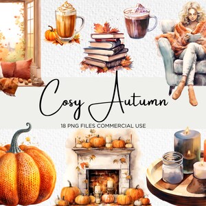 Cosy Autumn Watercolour Clipart Bundle 18 Transparent PNG 300 - Etsy