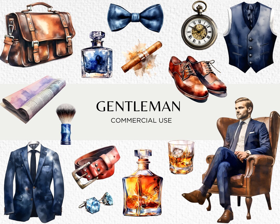 Gentleman Watercolour Clipart Bundle, 22 Transparent PNG 300 Dpi ...