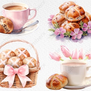 Hot Cross Buns Watercolour Clipart, 18 Transparent PNG 300 Dpi, Cute ...