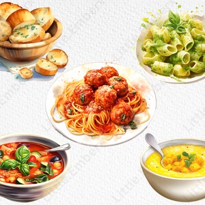 Italian Food Watercolour Clipart Bundle, 19 Transparent PNG 300 Dpi ...