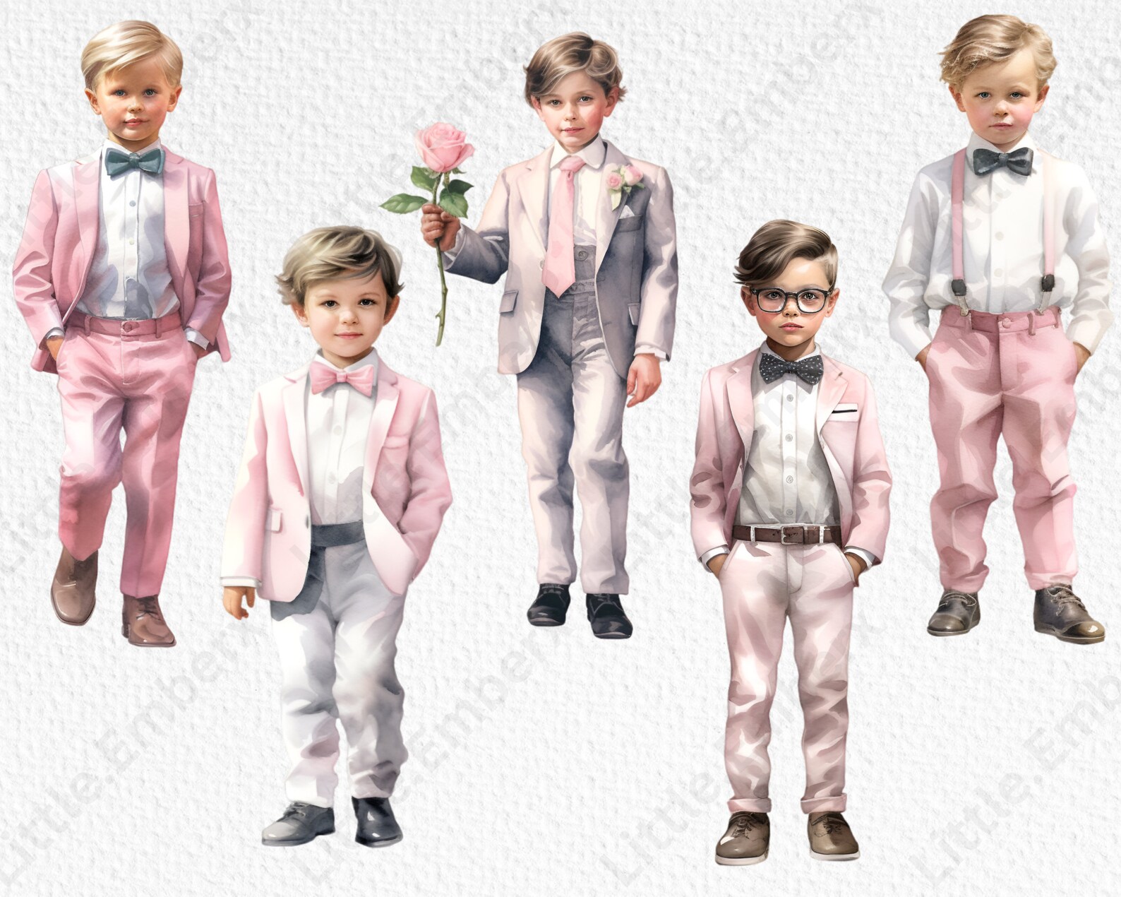 Watercolour Page Boys Clipart Bundle, 18 Transparent PNG Images 300 Dpi ...