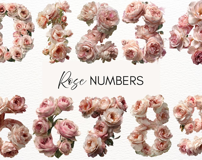 FREEBIE Clipart, Watercolor Floral Numbers Clipart, Birthday Pink ...