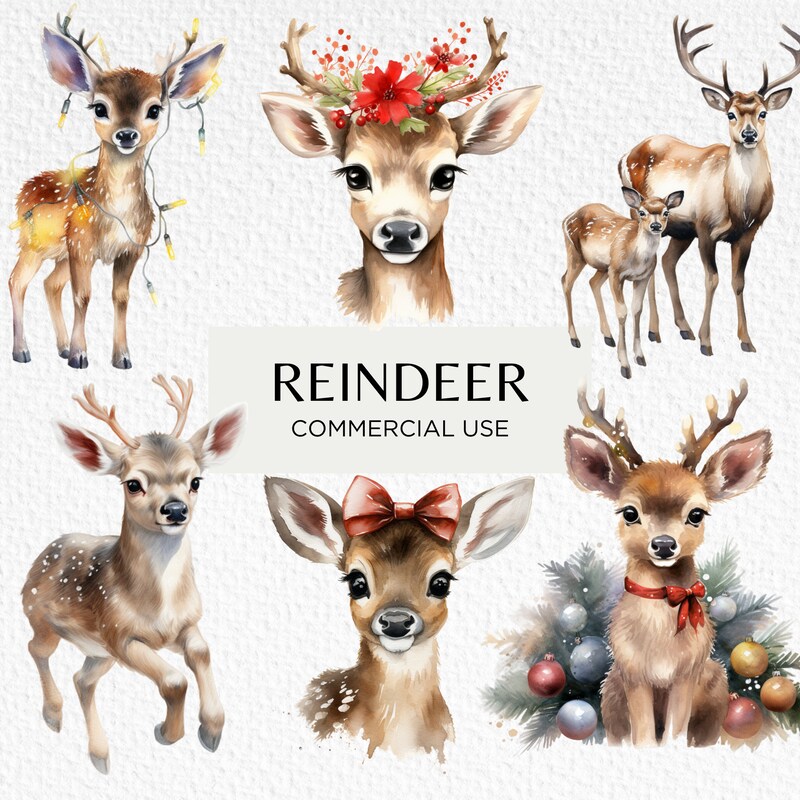 Reindeer Watercolor - Etsy