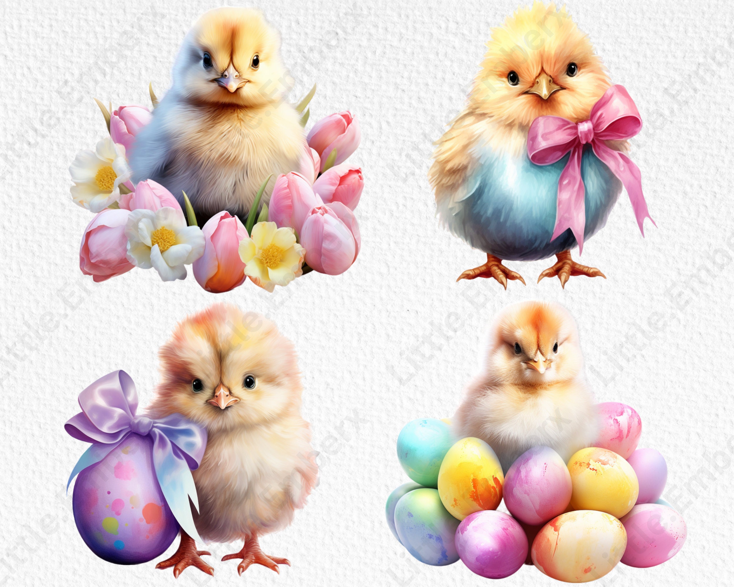 Cute Easter Chicks Watercolour Clipart, 20 Transparent PNG 300 Dpi ...