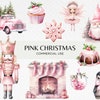 Cute Pink Christmas Watercolour Clipart, 20 Transparent PNG 300 Dpi ...