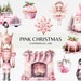 Cute Pink Christmas Watercolour Clipart, 20 Transparent PNG 300 Dpi ...