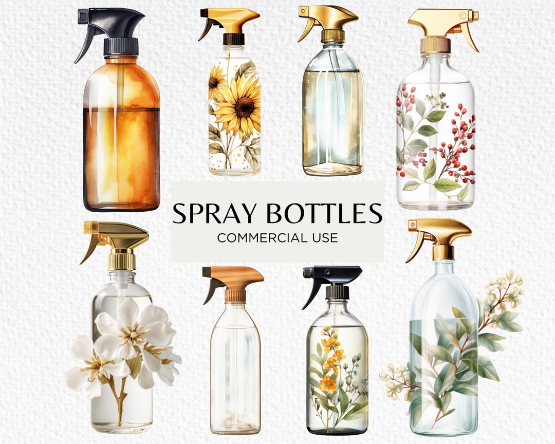 Cleaning Clipart, Watercolor Spray Bottle, 20 Transparent PNG 300dpi ...