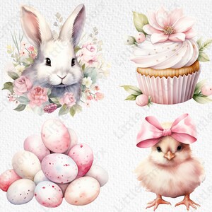 Pink Easter Watercolour Clipart, 20 Transparent PNG 300 Dpi, Pastel ...
