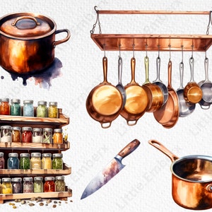 Chefs Watercolour Clipart Bundle, 18 Transparent PNG 300 Dpi, Spice ...