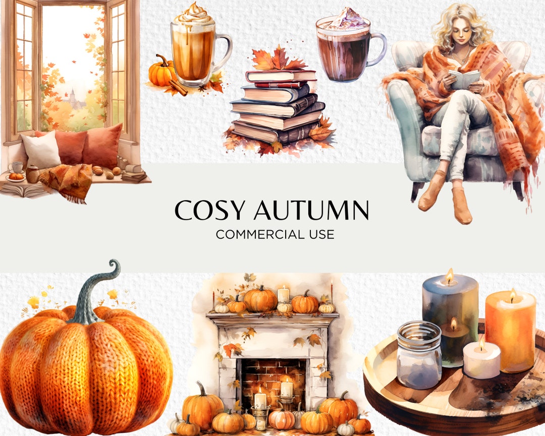 Cosy Autumn Watercolour Clipart Bundle, 18 Transparent PNG 300 Dpi ...