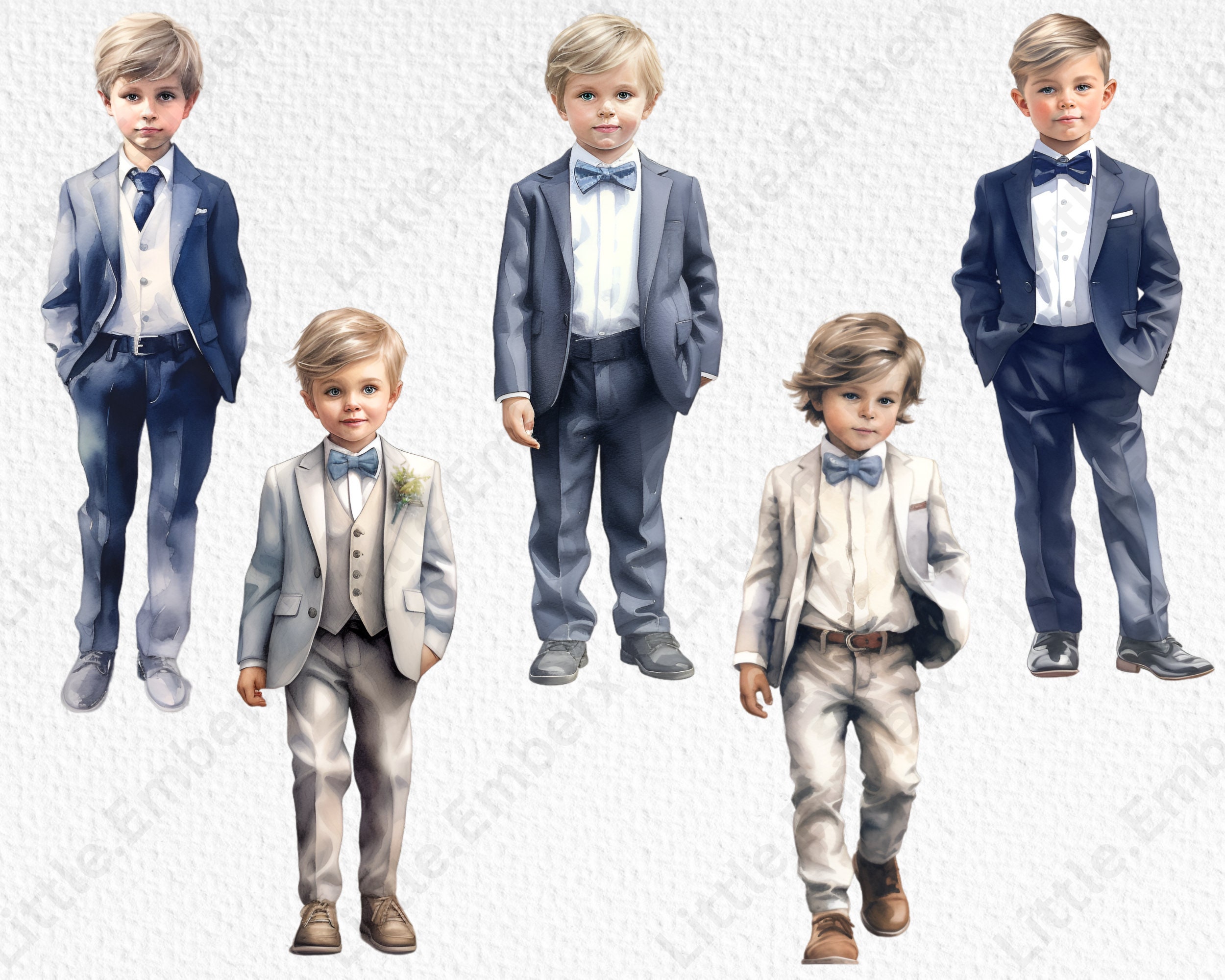 Watercolour Page Boys Clipart Bundle, 18 Transparent PNG Images 300 Dpi ...