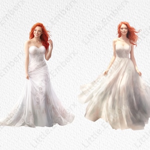 Redhead Brides Watercolour Clipart Bundle, 18 Transparent PNG 300 Dpi ...