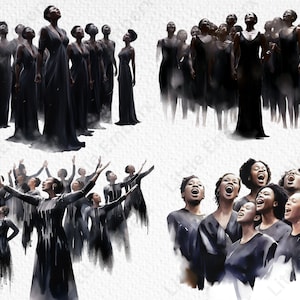 Watercolour Gospel Choir Clipart, 16 Transparent Isolated PNG 300 Dpi ...