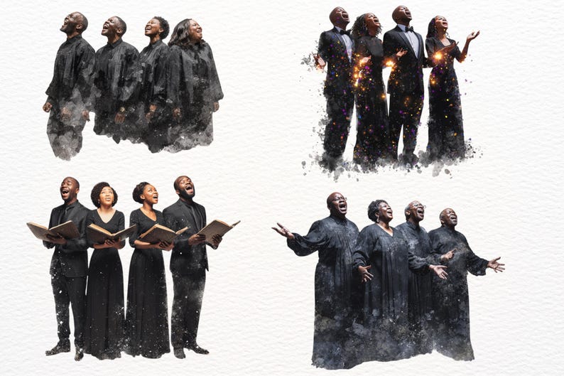 Gospel Choir Clipart, Watercolour Religious Graphics, Church Singers ...
