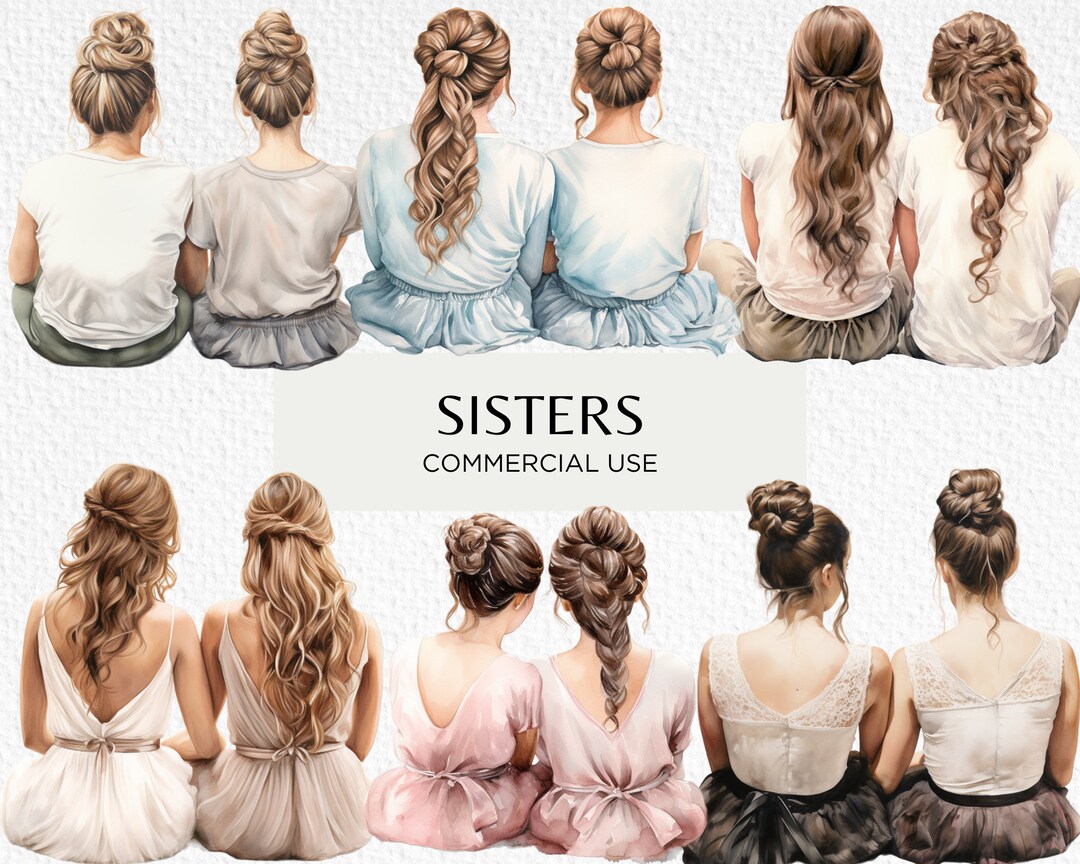 Sisters Watercolour Clipart, 20 Transparent PNG 300 Dpi, Female Friends ...