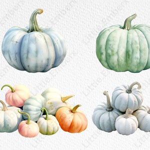 Pastel Pumpkins Watercolour Clipart Bundle, 16 Transparent PNG 300 Dpi ...