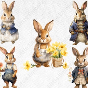 Cute Rabbits Watercolour Clipart, 20 Transparent PNG 300 Dpi, Easter ...
