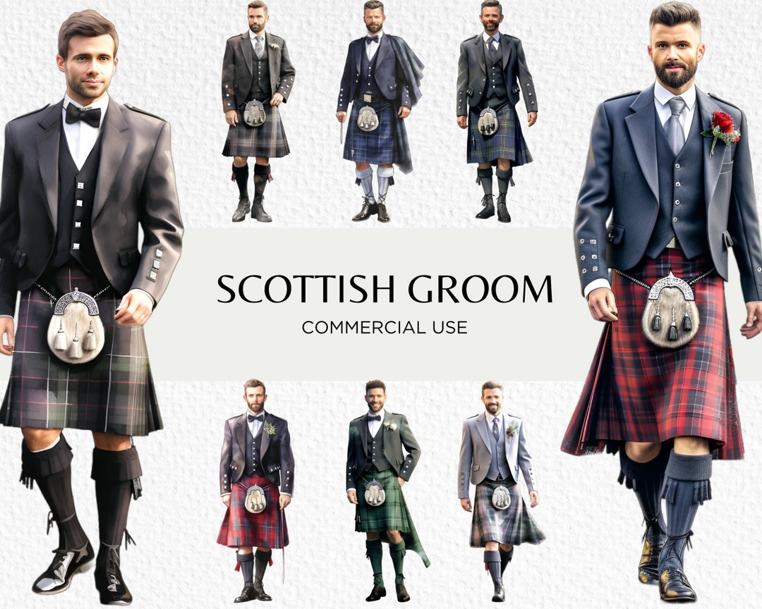 Scottish Grooms Watercolour Clipart Bundle, 16 Transparent Isolated PNG ...