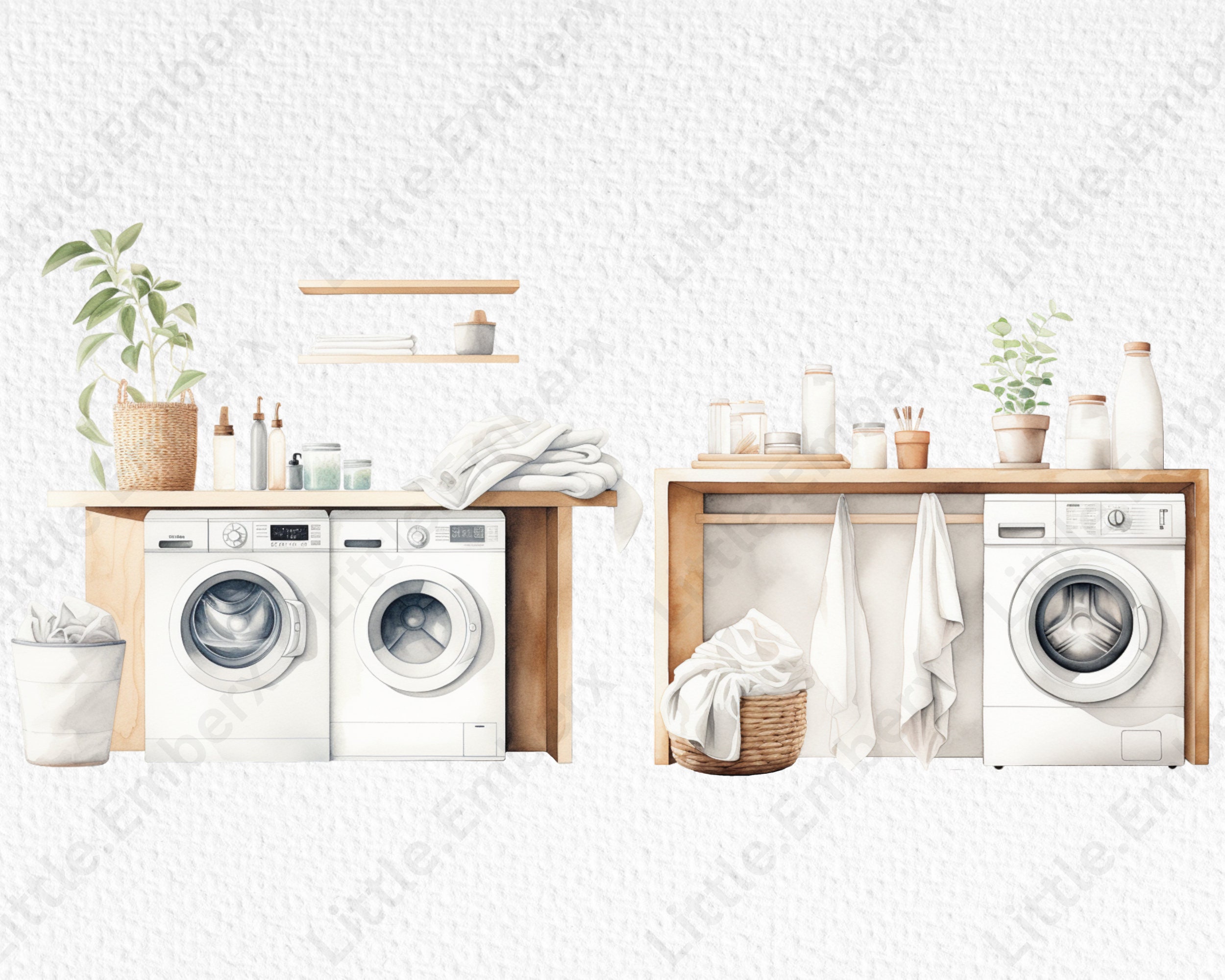 Laundry Clipart, Neutral Spring Clean, 20 Transparent PNG 300dpi ...