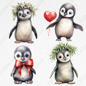 Penguin Watercolour Clipart, 20 Transparent PNG 300 Dpi, Cute Baby ...