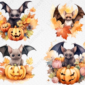 Bats Watercolour Clipart Bundle, 18 Transparent PNG 300 Dpi, Cute Bat ...