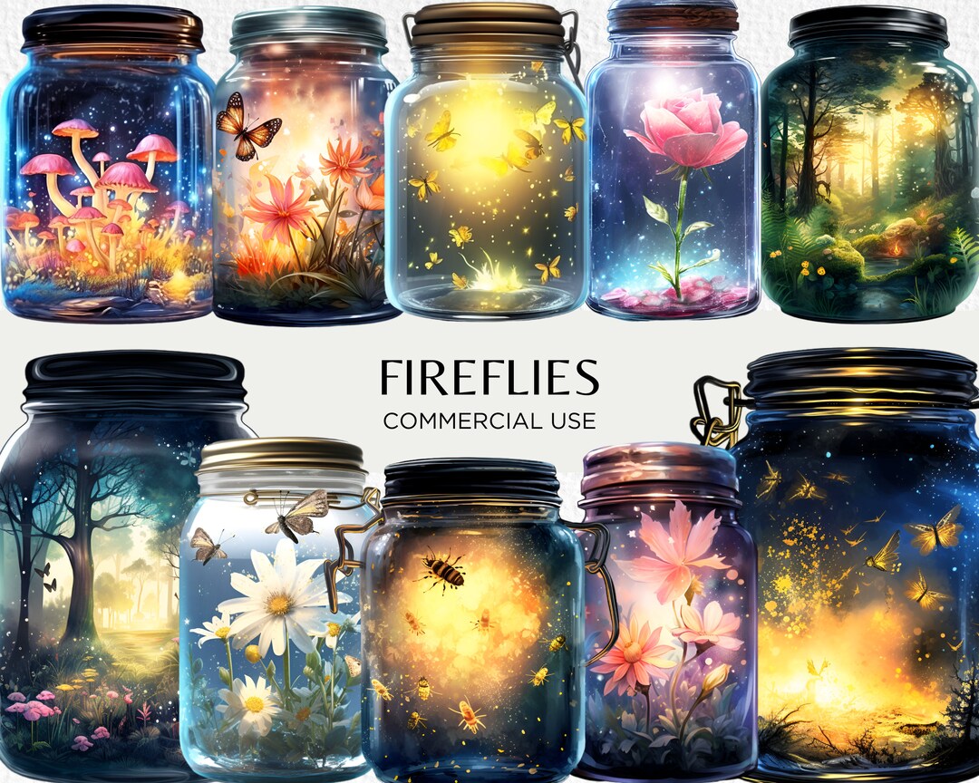 Watercolour Fireflies Clipart Bundle, 18 Transparent PNG Images 300 Dpi ...