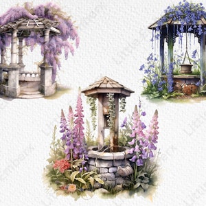 Wishing Well Watercolour Clipart Bundle, 18 Transparent PNG Images 300 ...