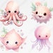 Pink Under the Sea Watercolour Clipart, 20 Transparent PNG 300 Dpi ...