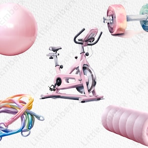 Pink Fitness Watercolour Clipart, 20 Transparent Isolated PNG 300 Dpi ...