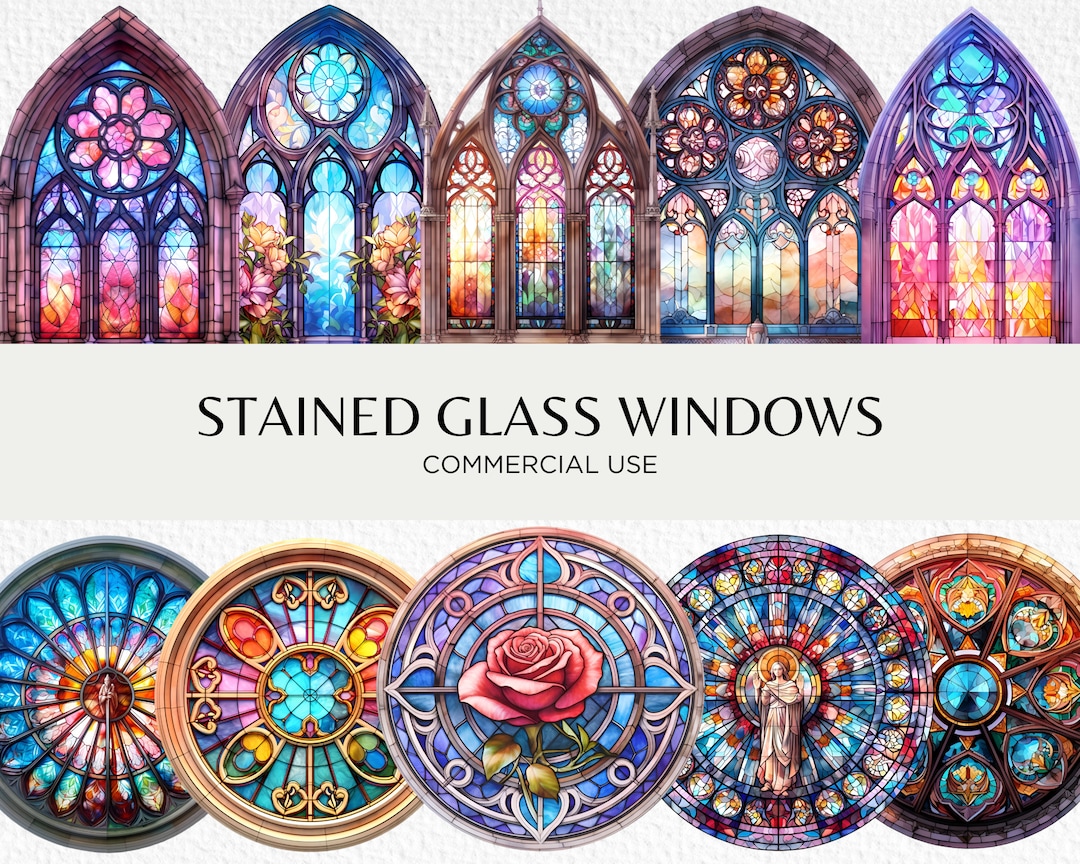 Watercolour Stained Glass Windows Clipart, 21 Transparent Isolated PNG ...