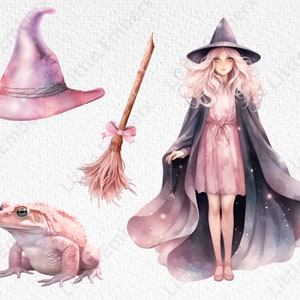 Witches Watercolour Clipart Bundle, 16 Transparent PNG 300 Dpi, Cute ...
