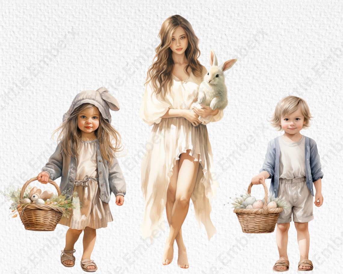 Boho Easter Watercolour Clipart, 20 Transparent PNG 300 Dpi, Rustic ...