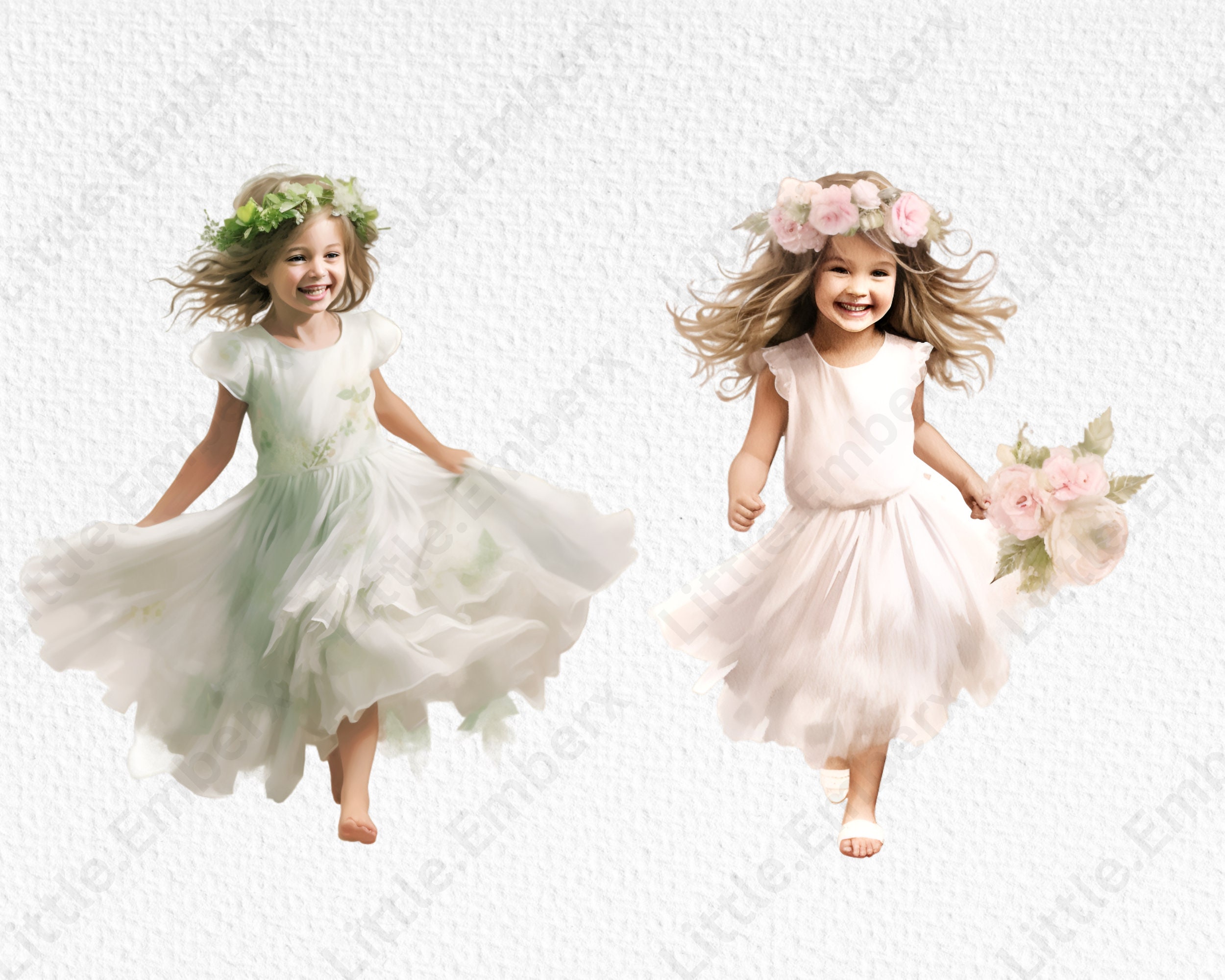 Flower Girls Watercolour Clipart Bundle 16 Transparent PNG - Etsy