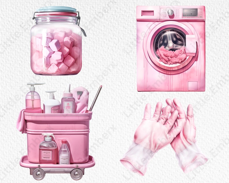 Cute Cleaning Watercolour Clipart Bundle, 20 Transparent PNG 300 Dpi ...