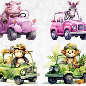 Safari Truck Watercolour Clipart, 20 Transparent PNG 300 Dpi, Cute Baby ...