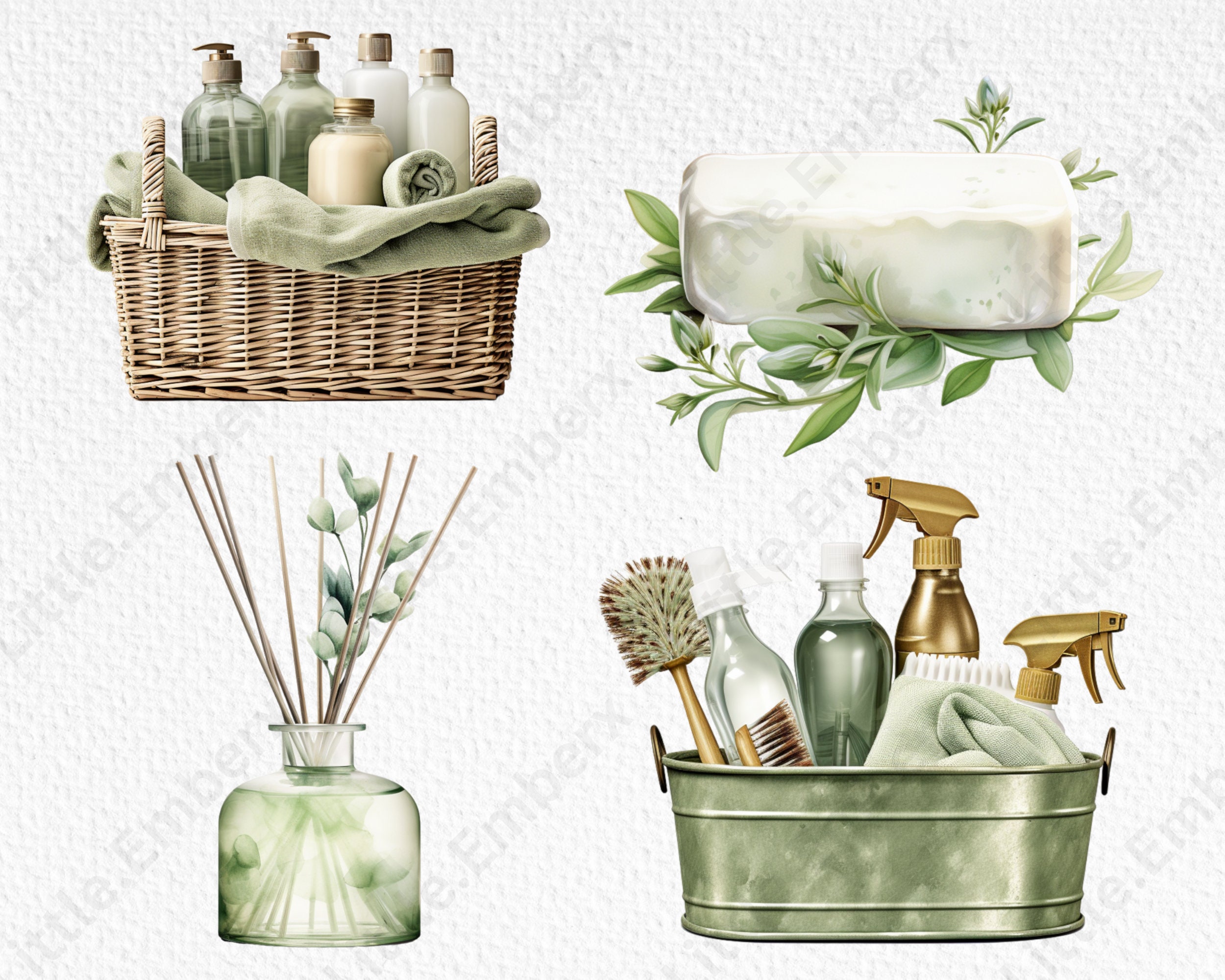 Cute Cleaning Clipart, Sage Green Spring Clean, 20 Transparent PNG 300 ...