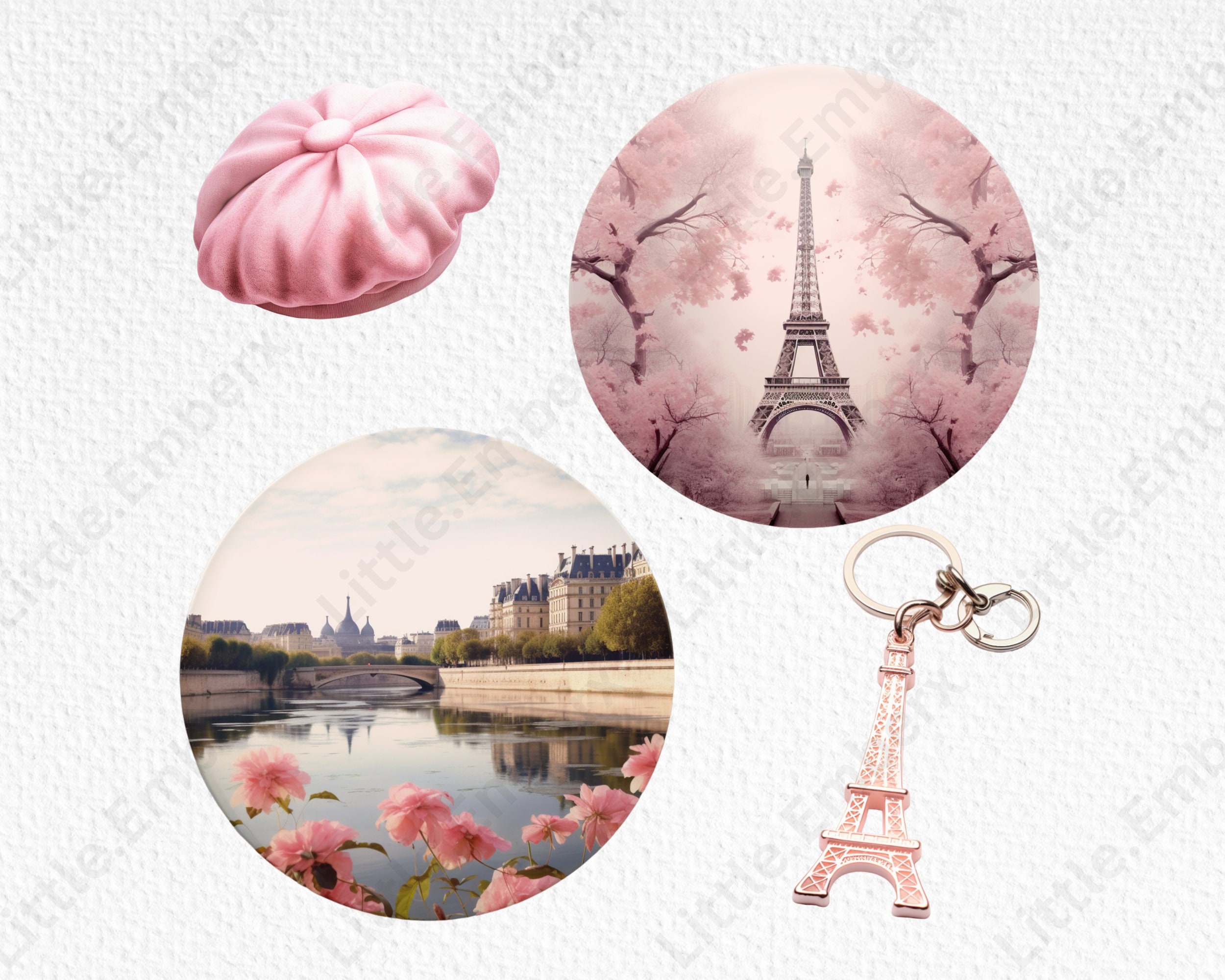 Pink Paris Watercolour Clipart, 22 Transparent PNG 300 Dpi, Romantic ...