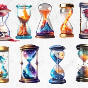 Watercolour Hourglass Clipart Bundle, 18 Transparent Isolated PNG 300 ...