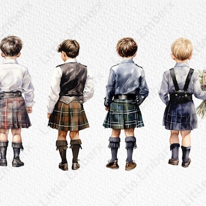 Scottish Page Boys Watercolour Clipart Bundle, 16 Transparent PNG 300 ...